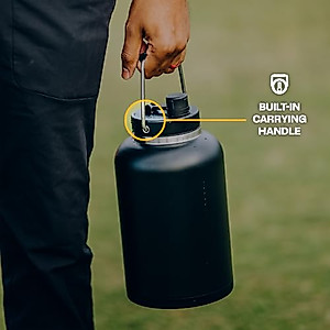 RTIC Jug with Handle, Half Gallon, Black Matte, Large Double Vacuum Insulated Water Bottle, Stainless Steel Thermos for Hot & Cold Drinks, Sweat Proof, Great for Travel, Hiking& Camping