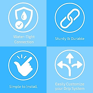 Habitech Irrigation Fittings Kit for 1/2" Tubing - 20 Piece Set - 6 Tees, 6 Couplings, 2 Elbows, 6 End Cap Plugs - Barbed Connectors for Rain Bird and Compatible Drip or Sprinkler Systems