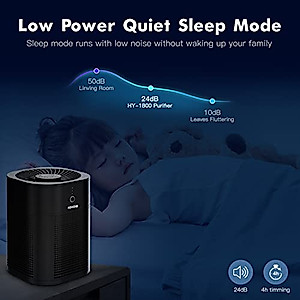 IOIOW Air Purifier for Bedroom, H13 True HEPA Filter Air Cleaner, 3-Stage Filtration with 360° Air Intake, Home Room Air Purifier with 3 Speed, Sleep Mode, 4h Timer (Black)