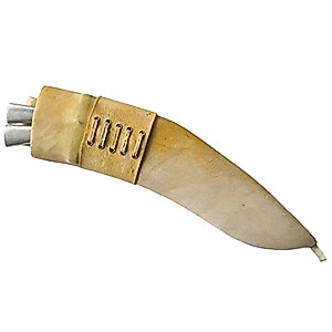 Gorkha Authentic Chitlange Kukri Knife Metal Handle 10.5 IN Fixed Blade Khukuri Bush Crafting Chopping Hiking Full Tang Overall 17" With Leather Sheath & Small 2 Knives - Hand-Hammered in Nepal