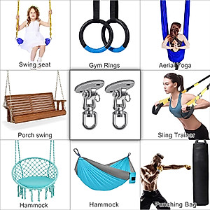 SELEWARE Ceiling Swing Mount Stainless Steel Swing Hangers Free Swivel Swing Hooks for Yoga Swing Indoor Outdoor Swing Set Porch Swing Chair Punching Heavy Bag 2000 lbs Capacity Each 2 Pack