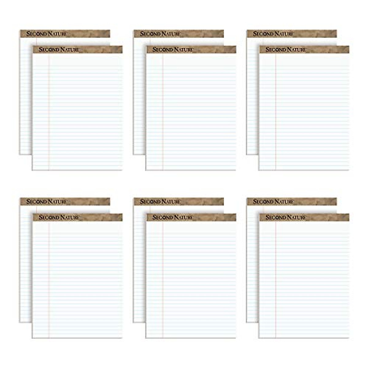 TOPS 74880 Second Nature Recycled Pads, 8 1/2 x 11 3/4, White, 50 Sheets (Pack of 12)