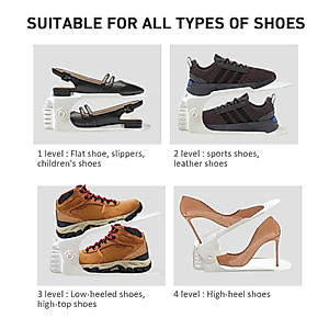 NVGSN Shoe Slots Organizer 20 Pack - Shoe Stackers for a Pair Of Shoes, shoe storage Shoe Space Savers 50%, 4 Levels Adjustable Thickening Double Layer shoe Holders shoe organizer for closet, White