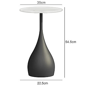 Modish Luxury Round Marble Top End Table for Living Room - Round Accent Table for Small Spaces (Black Iron Leg), Medium