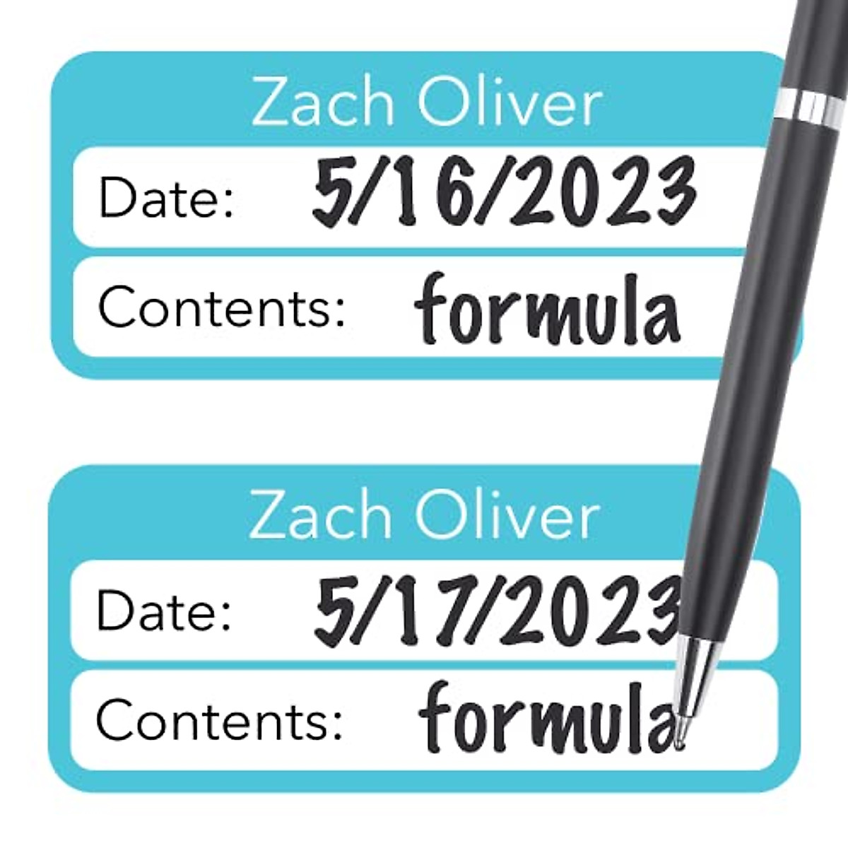 Personalized Baby Bottle Labels for Daycare - Write-On Name Labels (Double Line, 39 Labels)