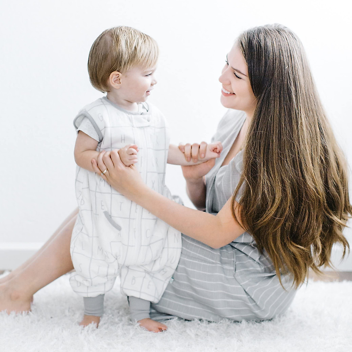 Tealbee DREAMSUIT: Toddler Sleep Sack with Feet 12-18 Months, 18-24 Months - 1.2 TOG Four Season Baby Wearable Blanket for Walkers - Bamboo, Organic Cotton Sleeping Bag (12m-2T) - Alphabet