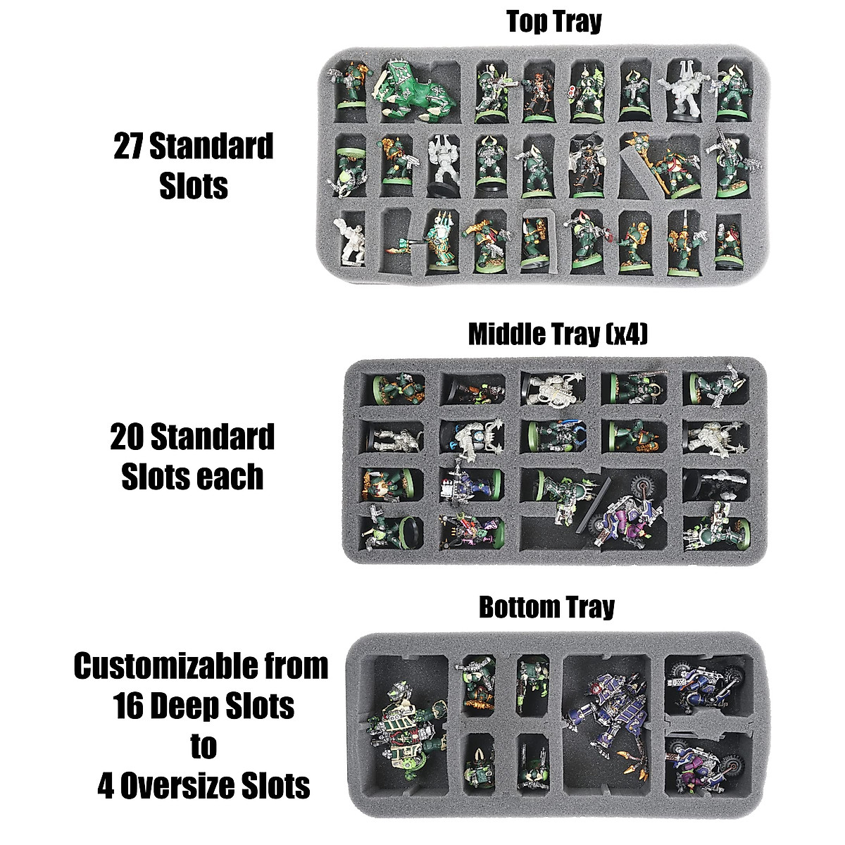 Case Club 123+ Miniature Figurine Hard Shell Carrying Case - Fits Warhammer 40k, DND, Battletech, Citadel & More! This Tabletop Army Travel & Storage Case Will Organize Your D&D and Warhammer 40k Set