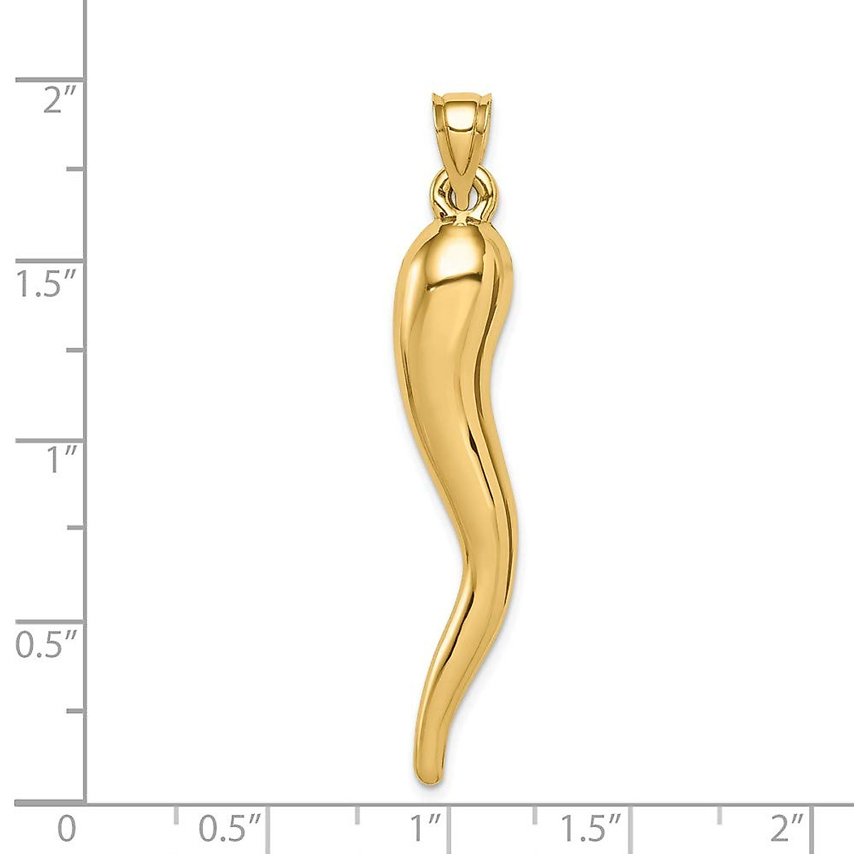 14k Yellow Gold Cornicello Italian Horn Protection Pendant Charm