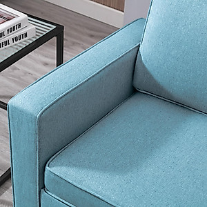 PUREMIND Modular Sectional Sofa Couch for Living Room, 78" 3-Seat Convertible Sofa with Storage Ottoman, Modern Linen Fabric L-Shaped Couch for Small Spaces, Bedroom, Apartment (Blue)