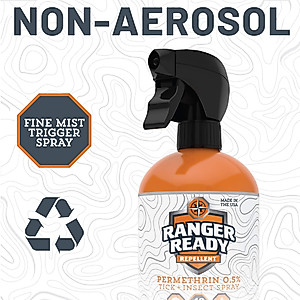 Ranger Ready Permethrin Spray for Clothes and Outdoor Gear - Permethrin Insect & Tick Repellent - Scent Zero (24oz, Pack of 2)