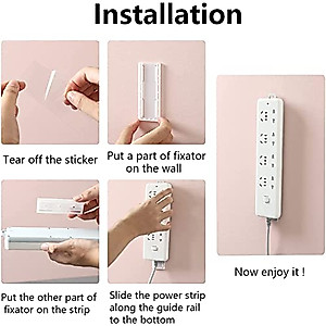 4 Pcs wcjjgm Adhesive Punch-Free Socket Holder, Self-Adhesive Desktop Socket Fixer,Wall Mount Home Power Strip fixator, Desktop Mobile Plug-in Socket Fixer Bracket Stand