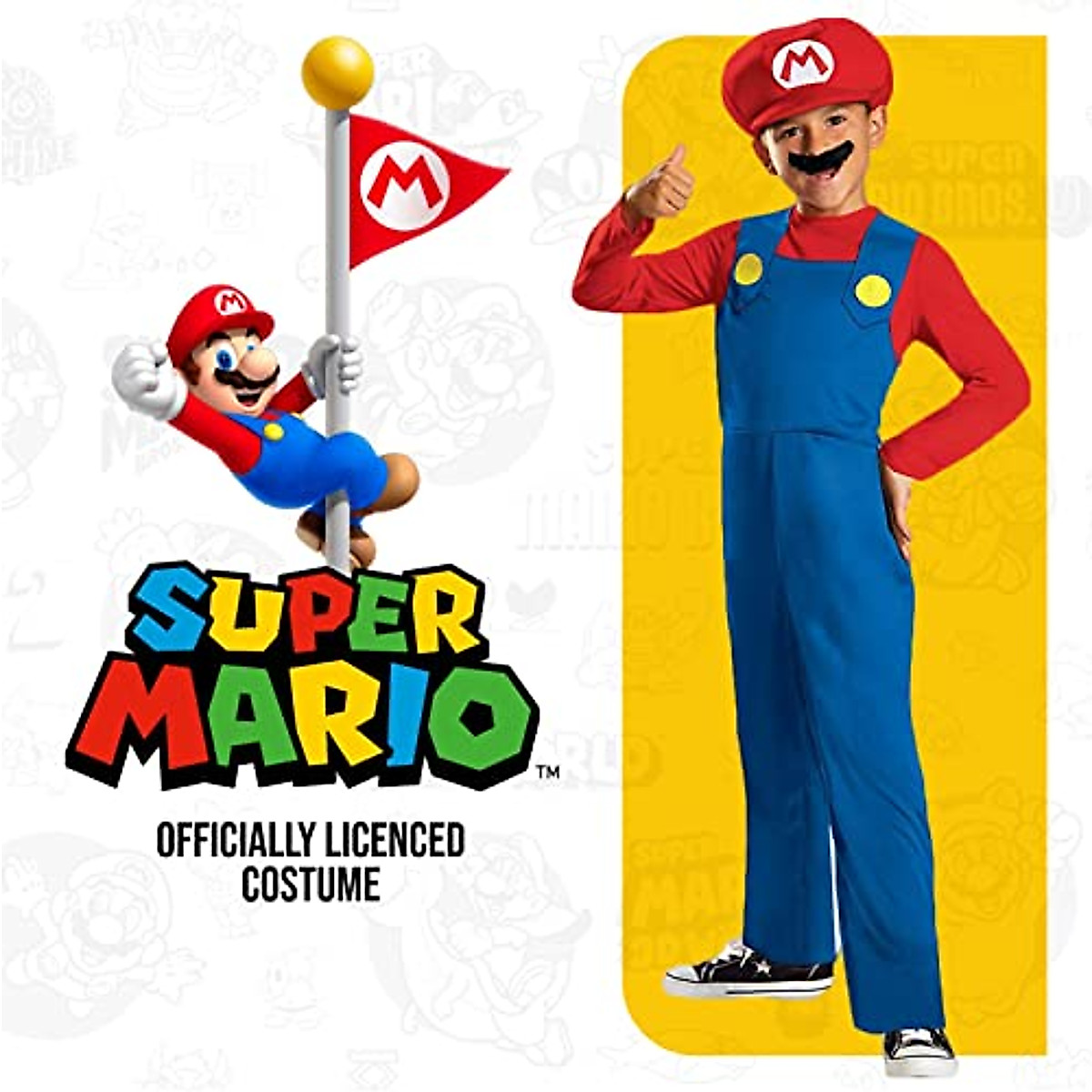 Disguise Nintendo Super Mario Bros DISK73689L Classic Costume, (Small 4-6 years), Red, Blue