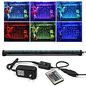 SZMiNiLED 20" Aquarium Light with Air Bubble Hole, 5050 RGB LED Fish Tank Light with 16 Colors and 4 Modes, IP68 Waterproof LED Aquarium Lights with Remote Controller for Fish Tank (52CM)