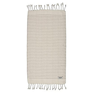 La Hammam Turkish Hand Towels Set of 2, 18"x36", Cotton, Ultra Soft, Absorbent & Quick Dry, Decorative Hand Towel for Bathroom, Kitchen, Hair, Dishcloth, Tea, Yoga, Face, Gym & Spa Shiran Beige