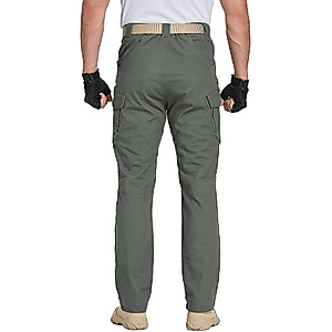 FEDTOSING Tactical Pants for Men with 9 Pockets Cotton Cargo Work Military Trousers Stretch Hiking Combat Rip-Stop Pants Green 42x30