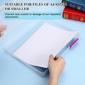 PerKoop 6 Pcs Clear A4 File Box Document Plastic Storage Box Paper Plastic Case Board Game Storage Containers Magazine Protector File Holder with Buckle (Colorful,12.4 x 9.84 x 1.18 Inches)