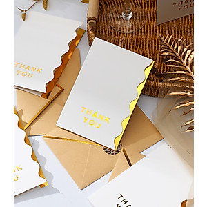 Winoo Design Luxury Thank You Cards with Envelopes - 20PK Gold Thank You Notes 4x6 Inches Baby Shower Thank You Cards Wedding Thank You Cards Small Business Graduation Funeral Bridal Shower
