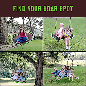 Swurfer Orbit - Cool-Feel Mesh Padded Round Saucer Tree Swing, Weather Resistant Quick Drying Fabric, Tool Free Assembly, Holds 500lbs (24 Inch)