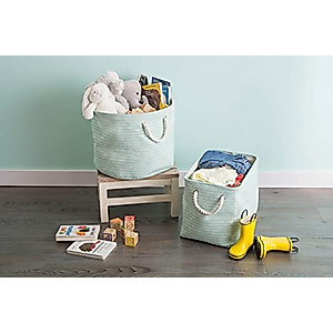 DII Polyester Container with Handles, Keeping Score Storage Bin, Medium Round, Aqua