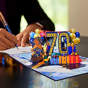 Magic Ants 70th Birthday Card, Fashion Pop Up Card, Laser Cut, 5.9x7.9in