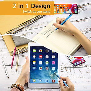 Outus 12 Pieces Stylus Pens for Touch Screens, Retractable Fiber Tip 2 in 1 Capacitive Stylus Ballpoint Pen Compatible with iPad iPhone Tablets Samsung All Universal Touch Screen Devices