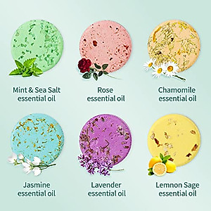 Pureegg Shower Steamers for Aromatherapy - Shower Bombs with Natural Essential Oil, Nourishing & Moisturizing Natural Shower Steamers for Self Care, Stress Relief Gift for Women & Men, 1.4oz*6