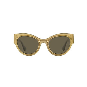 Versace Woman Sunglasses Transparent Brown Mirror Gold Frame, Brown Lenses, 53MM