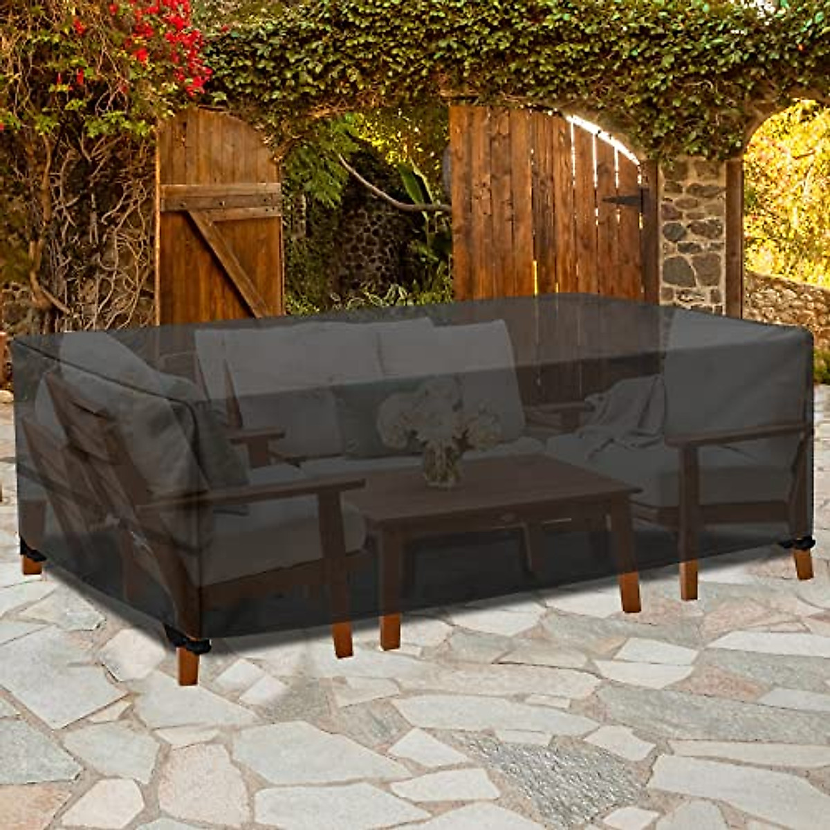 WOMACO Patio Furniture Cover for 4 Pieces Set, Waterproof Outdoor Garden Cover for 4 Piece Furniture Sets, Heavy Duty Veranda Small Table Chairs Set Covers