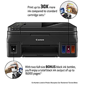 Canon PIXMA G4210 Wireless All-In-One Supertank (Megatank) Printer, Copier, Scan, Fax and ADF with Mobile Printing, Black, One Size (2316C002)