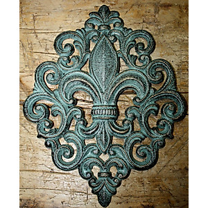 Wall Sign Vintage Antique Style Huge Cast Iron Fleur DE LIS Plaque Finial Garden Sign Home Wall Decor Rustic