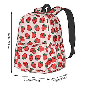 SDEOH 17 Inch Strawberry Backpack For Women Men Lightweight Laptop Bag Travel Hiking Camping Daypack