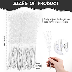 150 Pieces String Pearl Stick Pearl Garland Beads Wreath Wedding Pearl Bridal Bouquet Party Decor Beaded Strand for Wedding Party Table Decor Crafts DIY Accessories (Milky White)