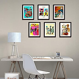 SHANDLER Gorillaz Poster - Set of 6 Pcs Unframed Canvas 8*10inch Band Posters Cool Rock Punk Album Music for Men Teens Girls Boys Fans Lovers