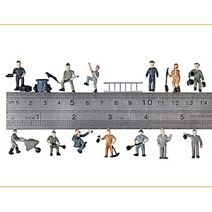 Acxico 25pcs Simulation Train Track Railroad Worker Model People Figures with Tools 1:87 HO Scale for Miniature Scenes