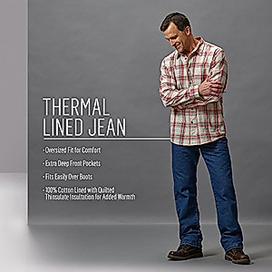 Wrangler Men's Rugged Wear Woodland Thermal Jean ,Night Brown,34x32