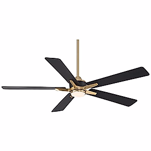 Casa Vieja 52" Vegas Nights Modern Indoor Outdoor Ceiling Fan with Dimmable LED Light Remote Control Soft Brass Black Damp Rated for Patio Exterior House Home Porch Gazebo Garage Barn