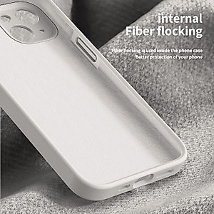 FUNMIKO Designed for iPhone 13 Case with Screen Protector,Enhanced Camera Lens Protection,Soft Silky Silicone Protective Phone Cover 6.1",Rock Grey