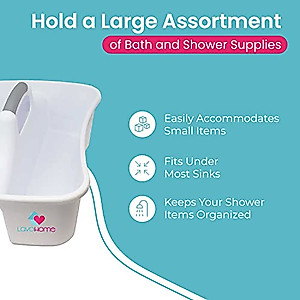 Lavo Home Bath Caddie White - Totes with Divided Compartments and Handles for Organizing, Storing & Carrying Cleaning Supplies and Bathroom Accessories (Large Cleaning Caddy)