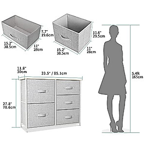YITAHOME Dresser with 5 Drawers - Fabric Storage Tower, Organizer Unit for Bedroom, Living Room, Hallway, Closets & Nursery - Sturdy Steel Frame, Wooden Top & Easy Pull Fabric Bins