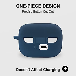 Geiomoo Silicone Case Compatible with Sony LinkBuds S, Protective Cover with Carabiner (Navy Blue)