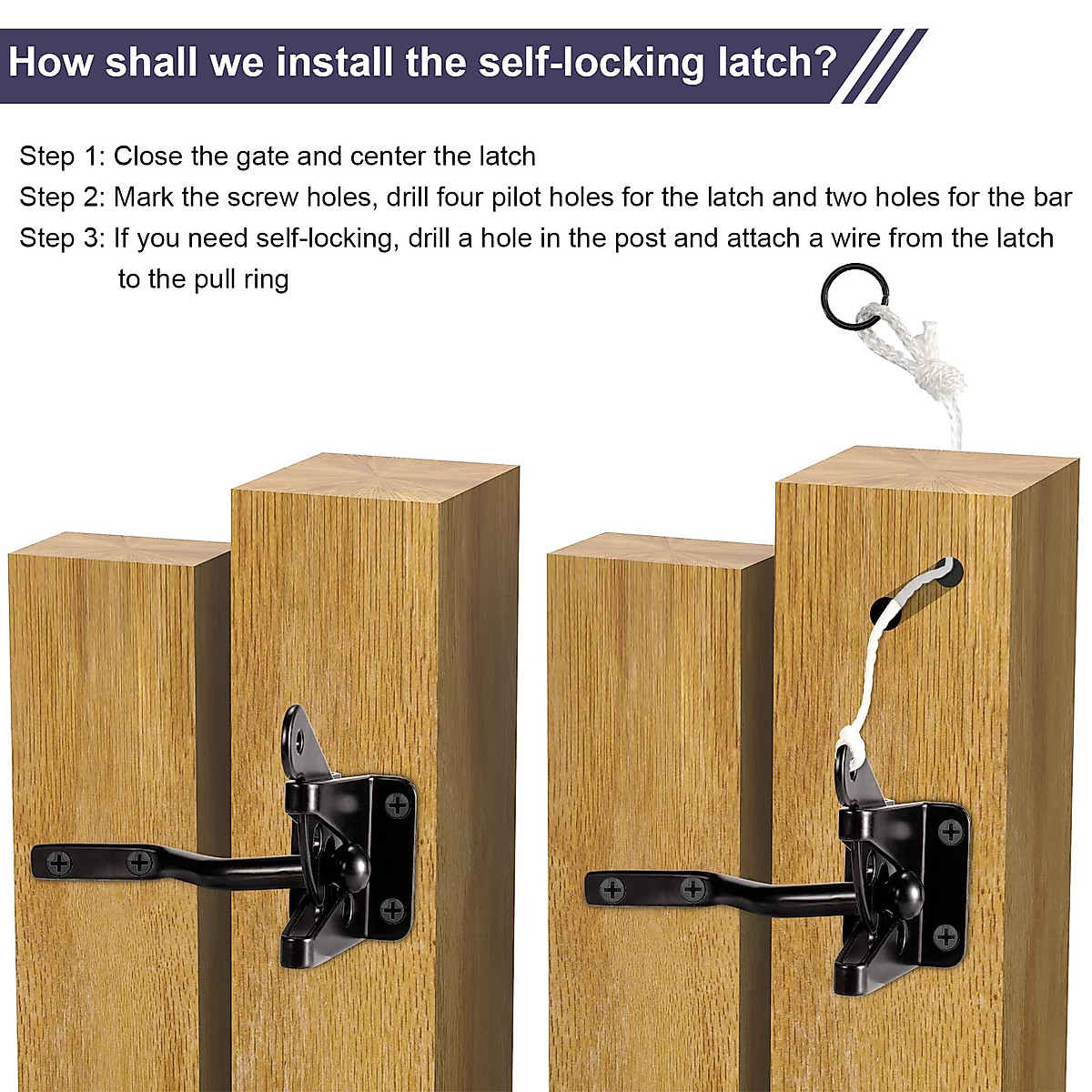 GoldOrcle Corner Brace Bracket Anti Sag Gate Frame Hardware Kit for Wooden Fence with Latch