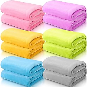 SmoothNovelty 6 Pcs Fleece Blankets for Girls Sleepover Party Soft Fuzzy Throw Blanket Warm Flannel Blanket for Teenager Spa Party Movie Graduation (Multicolor,40 x 60 Inch)