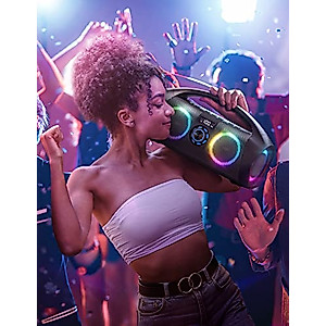 Bluetooth Speaker, 60W(80W Peak) Booming Bass with Subwoofer, IPX7 Waterproof, Beat-Driven Lights, Power Bank, Gifts for Men Dad, Dazzling Boom Wireless Portable Loud Speakers for Outdoor/Party/Beach