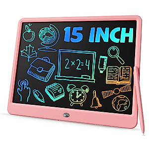 TEKFUN Teen Girl Gifts Ideas, 15inch LCD Writing Tablet for Kids Age 8-10 and Up, Doodle Board 4 5 6 7 Year Old Girl Toys, Mothdays Day Gifts Homeschool Supplies Easter Gifts for Toddlers (Pink)