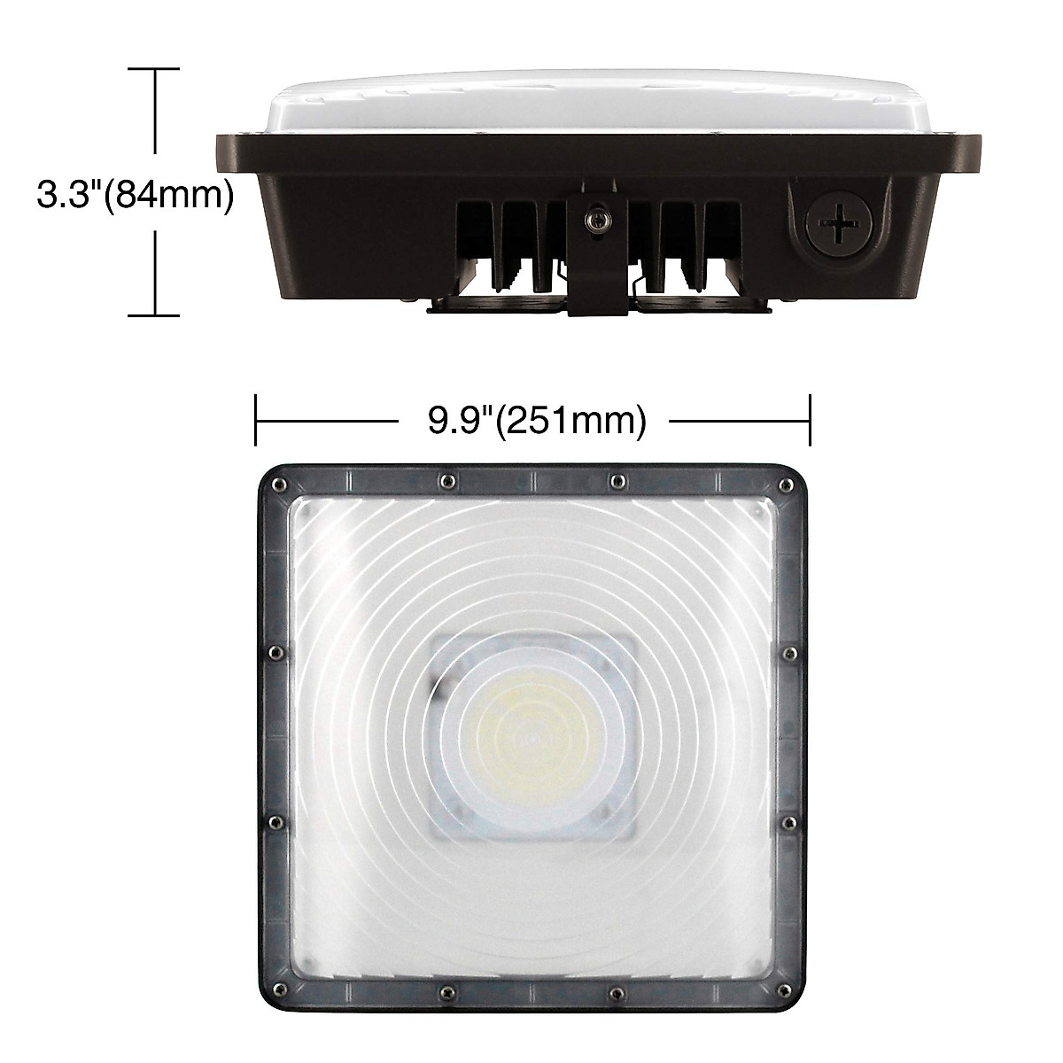ZJOJO Canopy Lights 80W LED Canopy Lights Outdoor 9600LM 300-600W MH/HPS/HID Equiv Replacement,CETLus-Listed Canopy LED Lights 5000K Daylight White 120VAC,IP65 Waterproof Ceiling Garage Lights