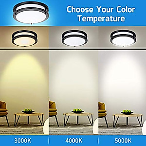 Drosbey 24W Dimmable LED Ceiling Light Fixture, 10 inch Oil Rubbed Bronze Flush Mount Ceiling Lights for Bedroom, Bathroom, Kitchen, 3000K/4000K/5000K Adjustable, Super Bright 2200LM