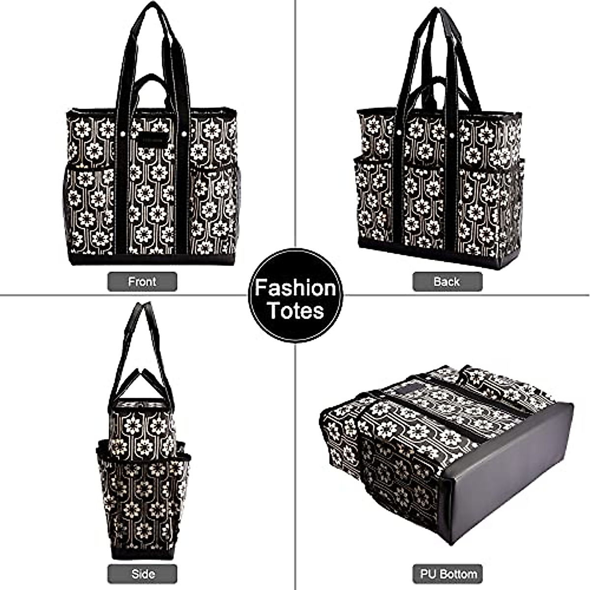 DEMOMENT Water Resistance Large Canvas Utility Tote Bag,Work Teacher Nurse Shoulder Women Bag (Sunflower)…