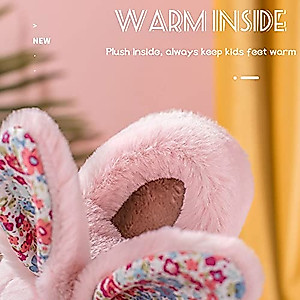 Fadezar Toddler Slippers Girl Boy House Slipper Kids Rabbit Winter Slipper Warm Bunny Slippers Soft Plush Indoor Girls Boys Slipper Cover Heel White 8-9 toddler CN 160