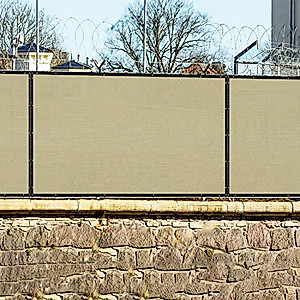 Windscreen4less Heavy Duty Fence Privacy Screen Beige 6' x 40' with Reinforced Bindings and Brass Grommets Garden Windscreen Mesh Net for Outdoor Yard-Cable Zip Ties Included