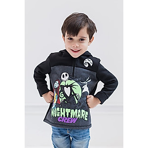 Disney Nightmare Before Christmas Sally Jack Skellington Big Boys Fleece Hoodie Black/Gray 14-16